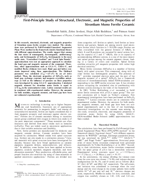 (PDF) First-Principle Study of Structural, Electronic, and Magnetic Properties of Strontium Mono ...