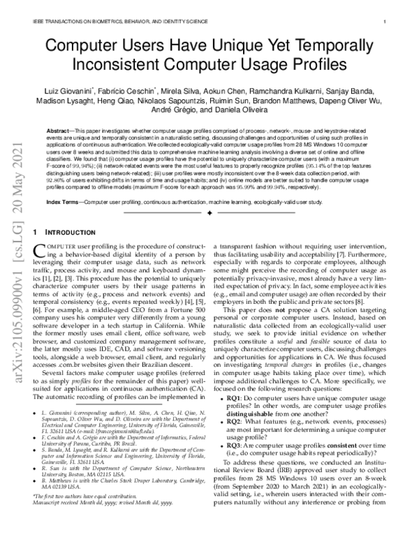 (PDF) Computer Users Have Unique Yet Temporally Inconsistent Computer ...