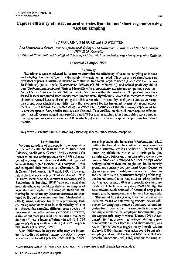 (PDF) Capture efficiency of insect natural enemies from tall and short ...