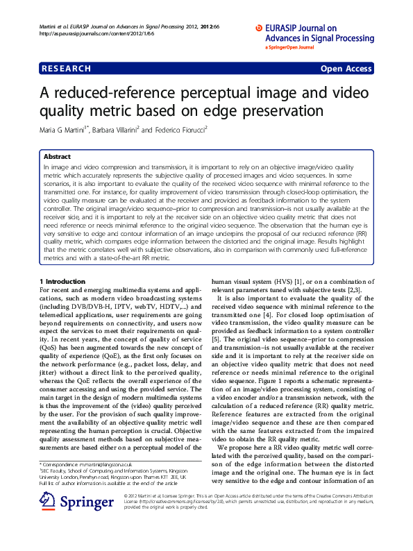 (PDF) A reduced-reference perceptual image and video quality metric based on edge preservation