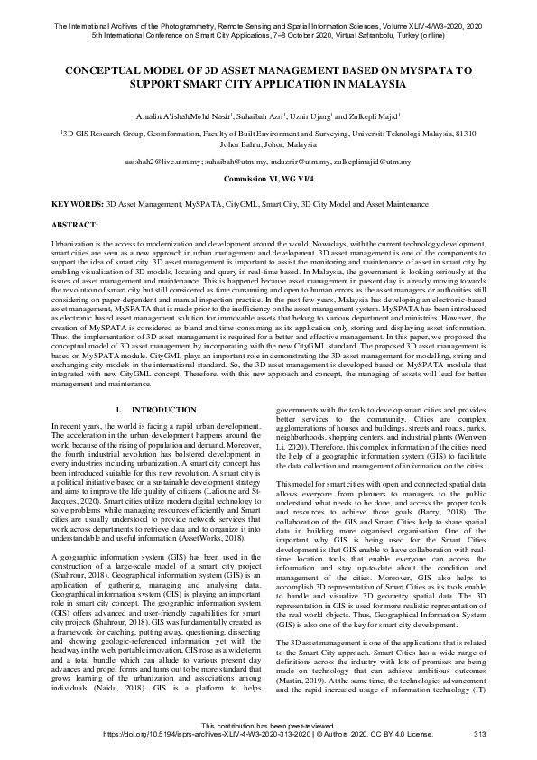 (PDF) Conceptual Model of 3D Asset Management Based on Myspata to ...
