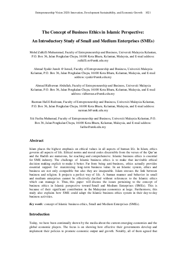 (PDF) The concept of business ethics in islamic perspective: an ...