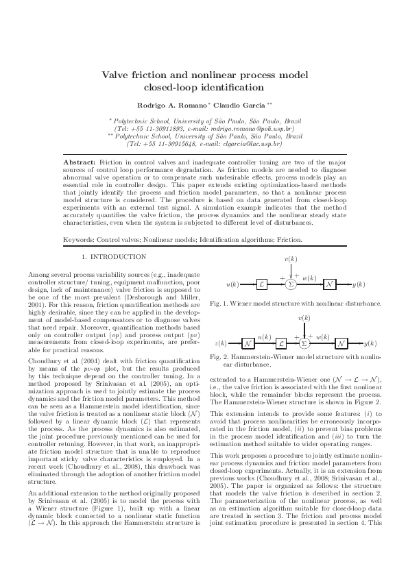 (PDF) Valve friction and nonlinear process model closed-loop identification