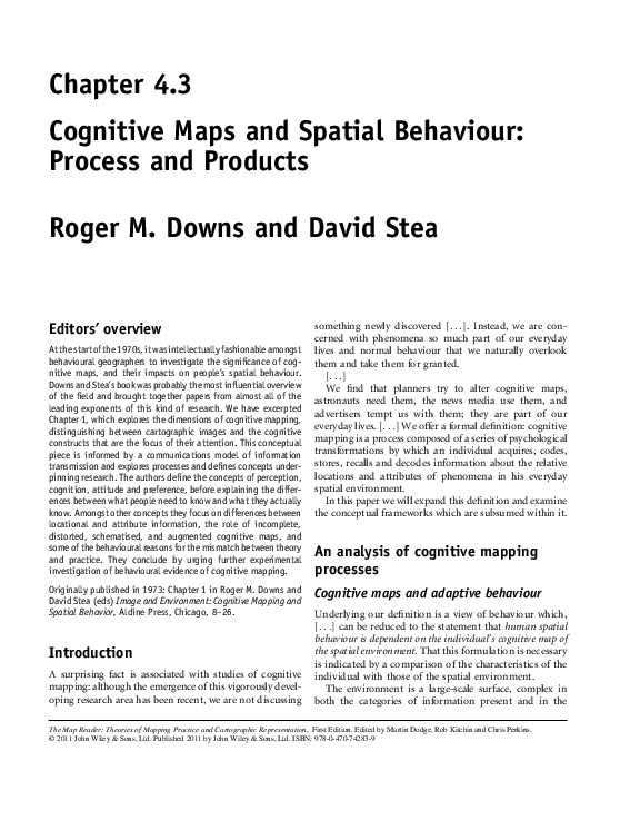 (PDF) Cognitive Maps and Spatial Behaviour: Process and Products