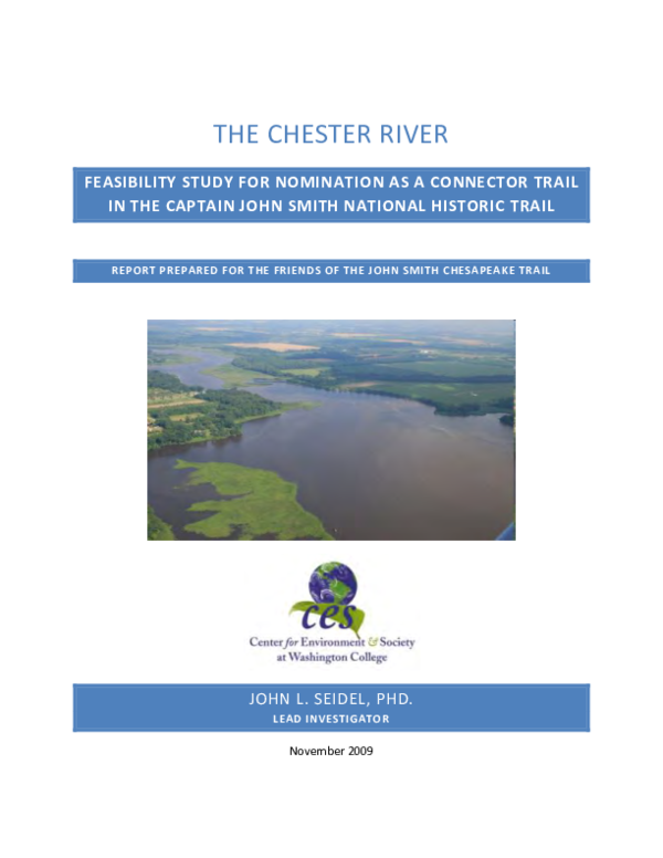 (PDF) THE CHESTER RIVER FEASIBILITY STUDY FOR NOMINATION AS A CONNECTOR TRAIL IN THE CAPTAIN ...