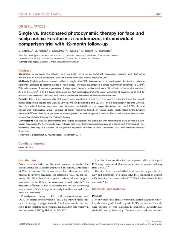 (PDF) Single vs. fractionated photodynamic therapy for face and scalp ...