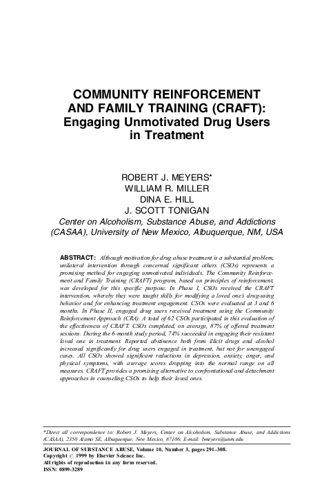 (PDF) A community reinforcement approach to addiction treatment
