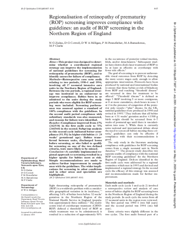 (PDF) Regionalisation of retinopathy of prematurity (ROP) screening ...