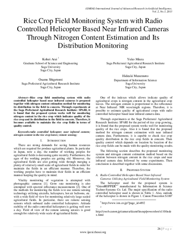 (PDF) Rice Crop Field Monitoring System with Radio Controlled ...
