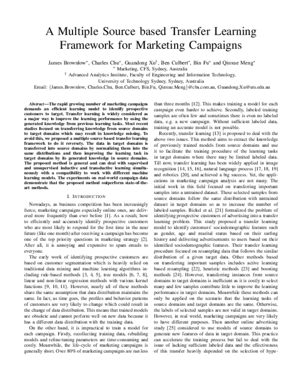 (PDF) A Multiple Source based Transfer Learning Framework for Marketing ...
