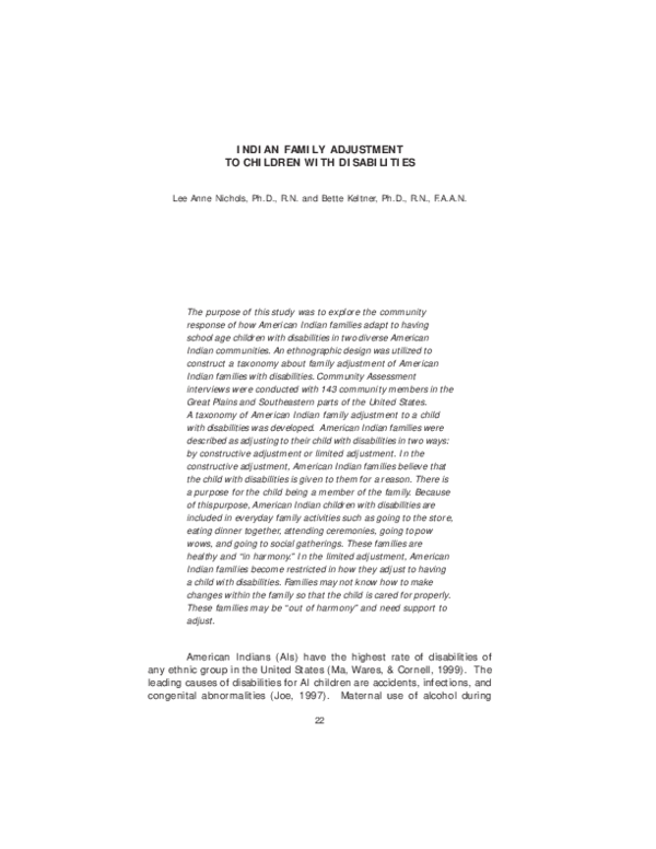 (PDF) Indian Family Adjustment to Children with Disabilites
