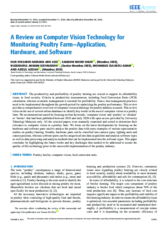 (PDF) A Review on Computer Vision Technology for Monitoring Poultry ...