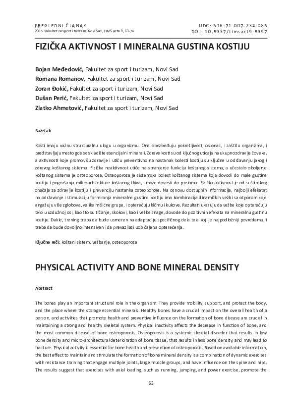 (PDF) Physical activity and bone mineral density