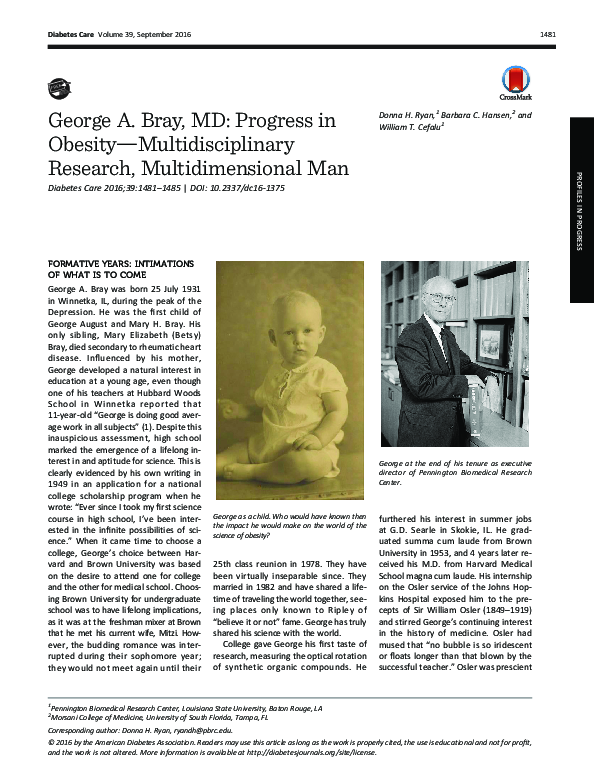 (PDF) George A. Bray, MD: Progress in Obesity-Multidisciplinary ...