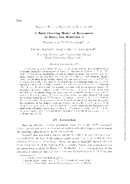 (PDF) A Band Crossing Model of Resonances in Heavy Ion Reactions. I ...