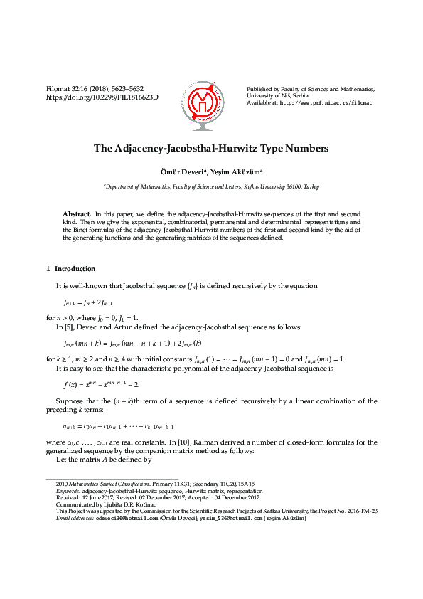 (PDF) The Adjacency-Jacobsthal-Hurwitz type numbers
