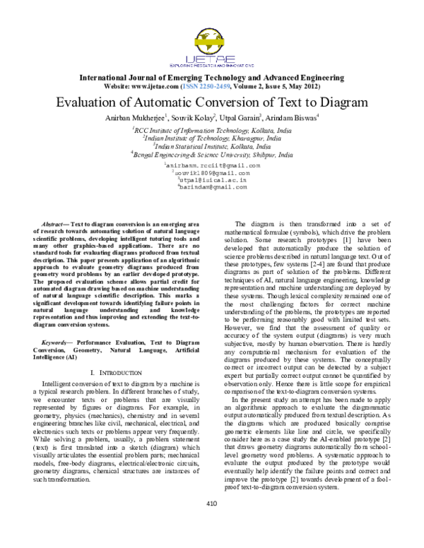 (PDF) Evaluation of Automatic Conversion of Text to Diagram