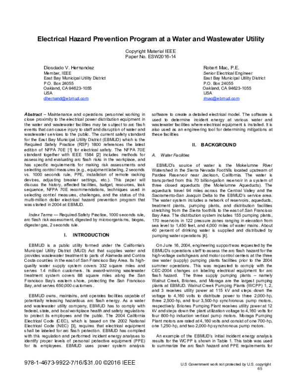 (PDF) Electrical hazard prevention program at a water and wastewater ...