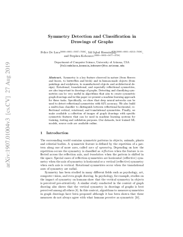 Pdf Symmetry Detection And Classification In Drawings Of Graphs