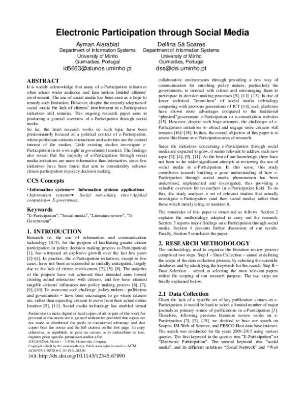 (PDF) Electronic Participation through Social Media