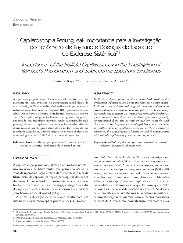 (PDF) Capilaroscopia periungueal: importância para a investigação do ...