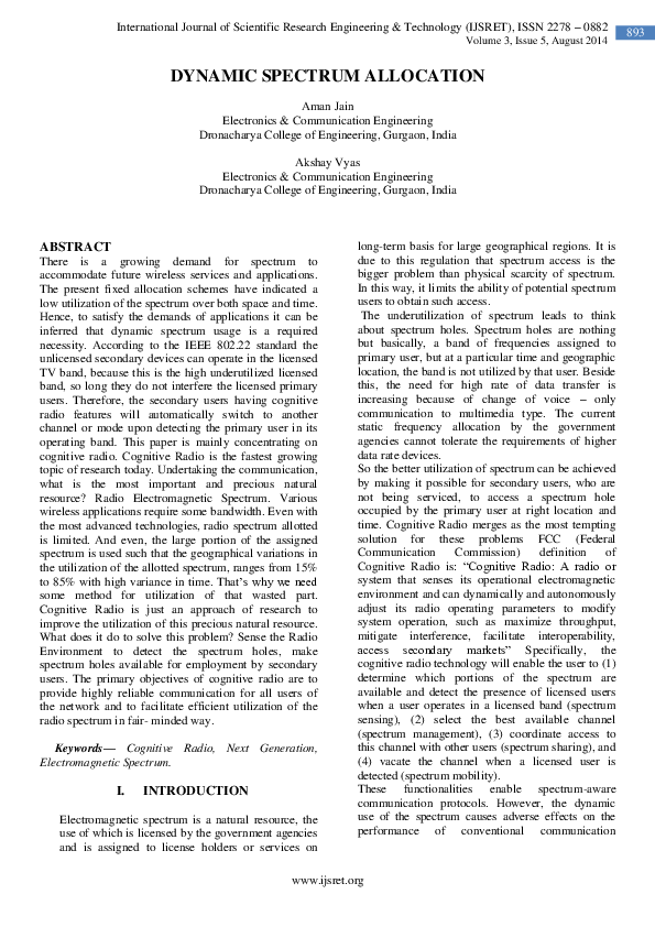 (PDF) Dynamic Spectrum Allocation