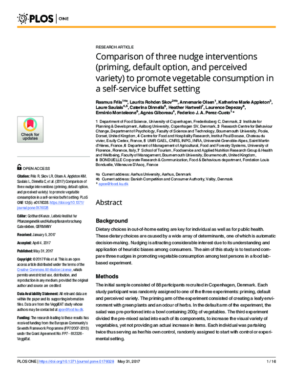 (PDF) Comparison of three nudge interventions (priming, default option ...