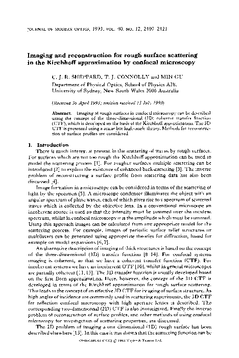 (PDF) Imaging and reconstruction for rough surface scattering in the Kirchhoff approximation by ...