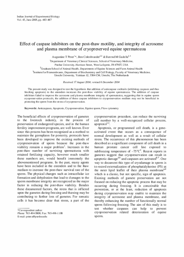 (PDF) Effect of caspase inhibitors on the post-thaw motility, and ...