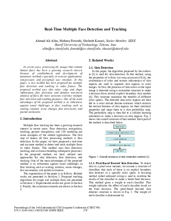 (PDF) Real-time multiple face detection and tracking