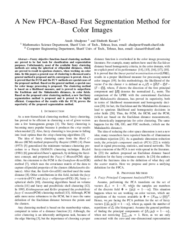 (PDF) Fast Color Image Segmentation via FPCA