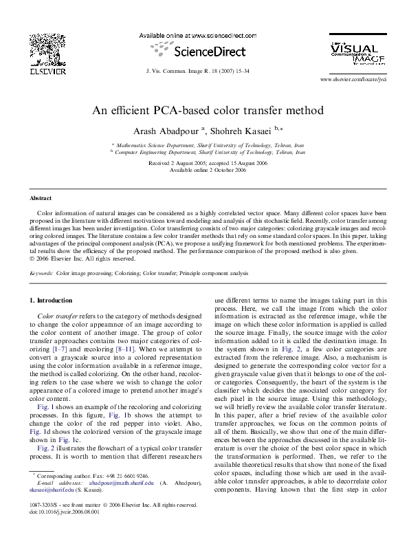 (PDF) Abstract An efficient PCA-based color transfer method