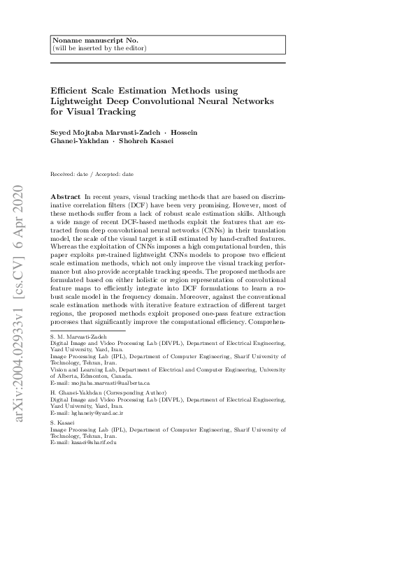 Pdf Efficient Scale Estimation Methods Using Lightweight Deep