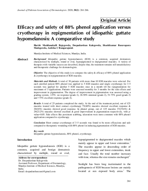 (PDF) Efficacy and safety of 88% phenol application versus cryotherapy ...