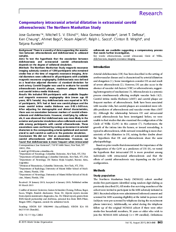 (PDF) Compensatory intracranial arterial dilatation in extracranial ...