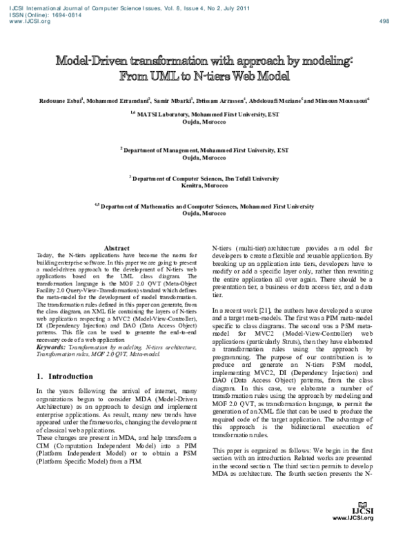 Pdf Model Driven Transformation With Approach By Modeling From Uml To N Tiers Web Model