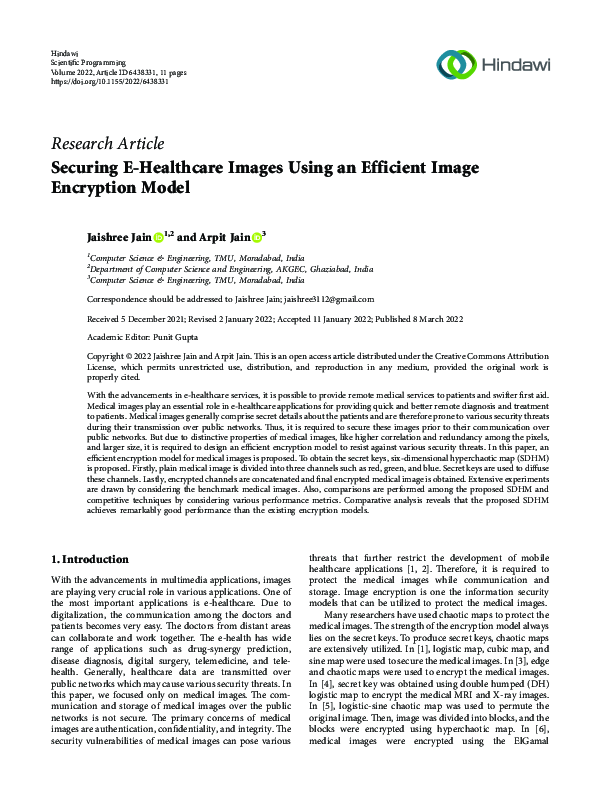 (PDF) Securing E-Healthcare Images Using an Efficient Image Encryption ...