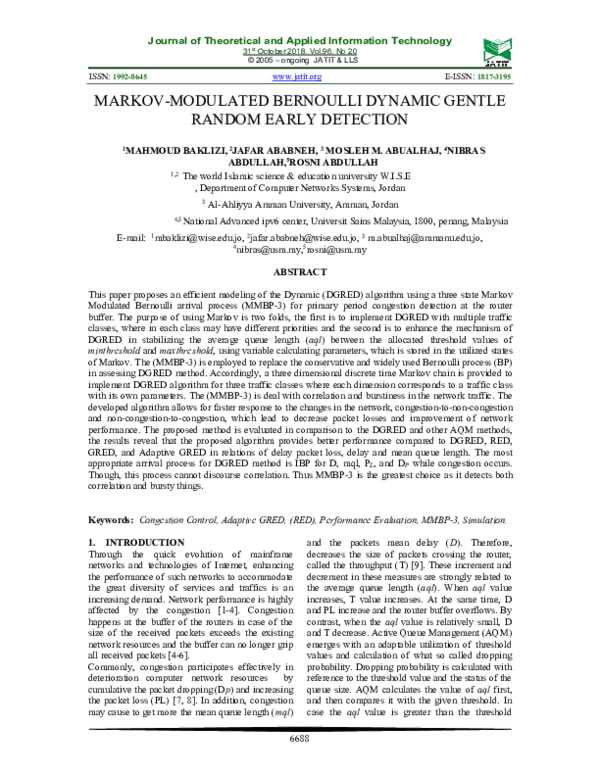 (PDF) Markov-Modulated Bernoulli Dynamic Gentle Random Early Detection