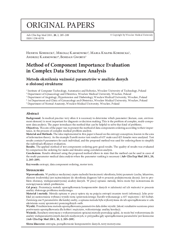 (PDF) Method of Component Importance Evaluation in Complex Data ...