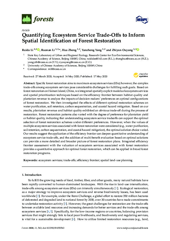 (PDF) Quantifying Ecosystem Service Trade-Offs to Inform Spatial ...