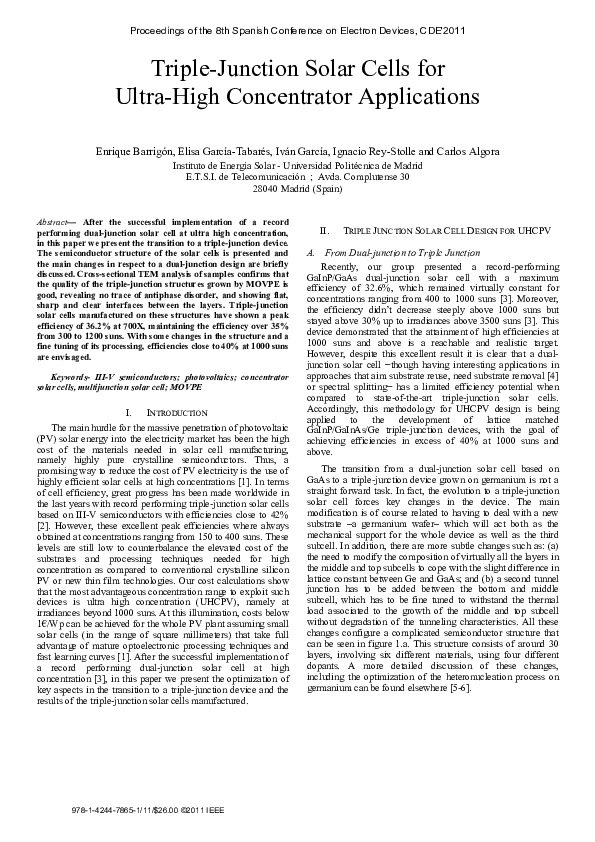 (PDF) Triple-junction solar cells for ultra-high concentrator applications