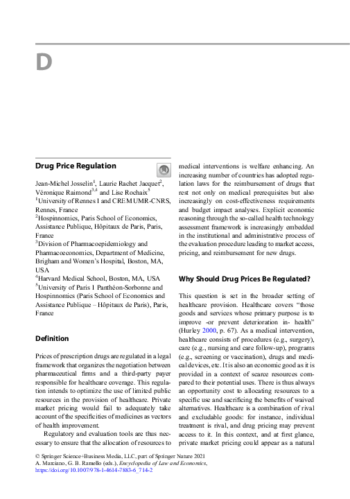 (PDF) Drug Price Regulation