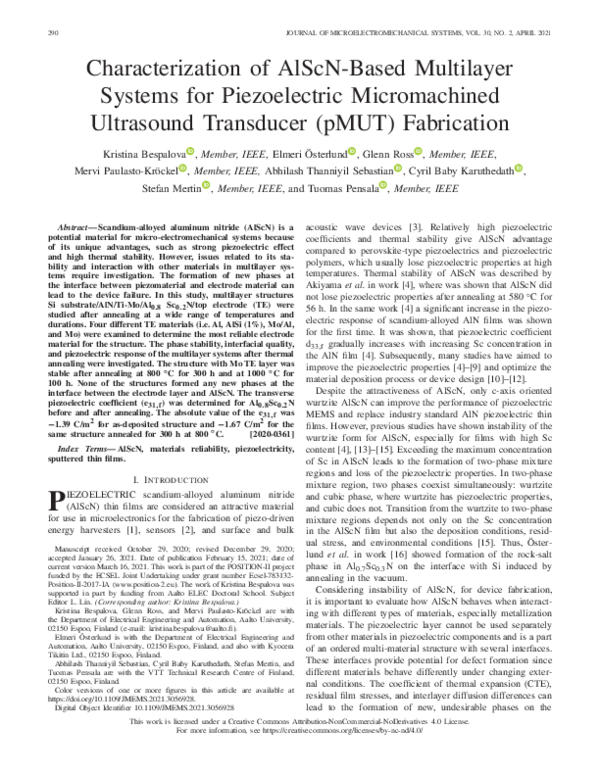 (PDF) Characterization of AlScN-Based Multilayer Systems for Piezoelectric Micromachined ...