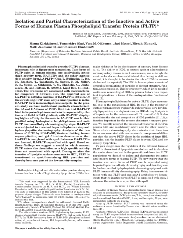 (PDF) Isolation and partial characterization of an inactivating factor ...