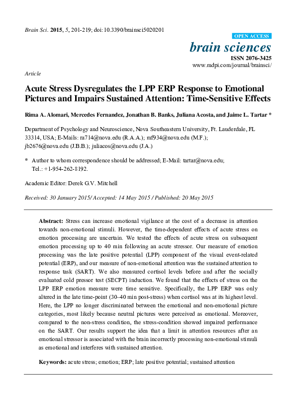 (PDF) Acute Stress Dysregulates the LPP ERP Response to Emotional ...