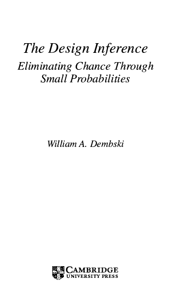 (PDF) The Design Inference: eliminating chance through small probabilities