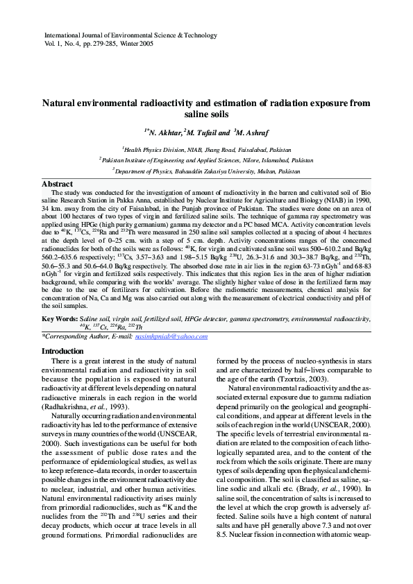 (PDF) Natural environmental radioactivity and estimation of radiation ...