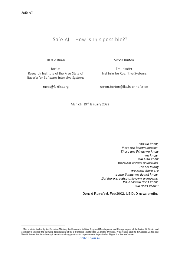 (PDF) Safe AI - How is this Possible?