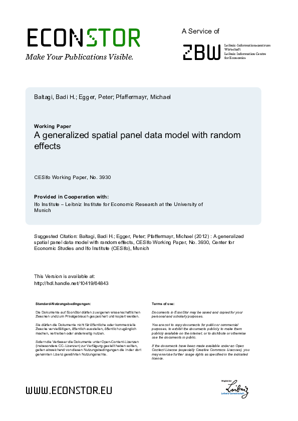 (PDF) A Generalized Spatial Panel Data Model with Random Effects