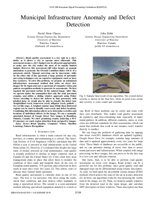 (PDF) Municipal Infrastructure Anomaly and Defect Detection